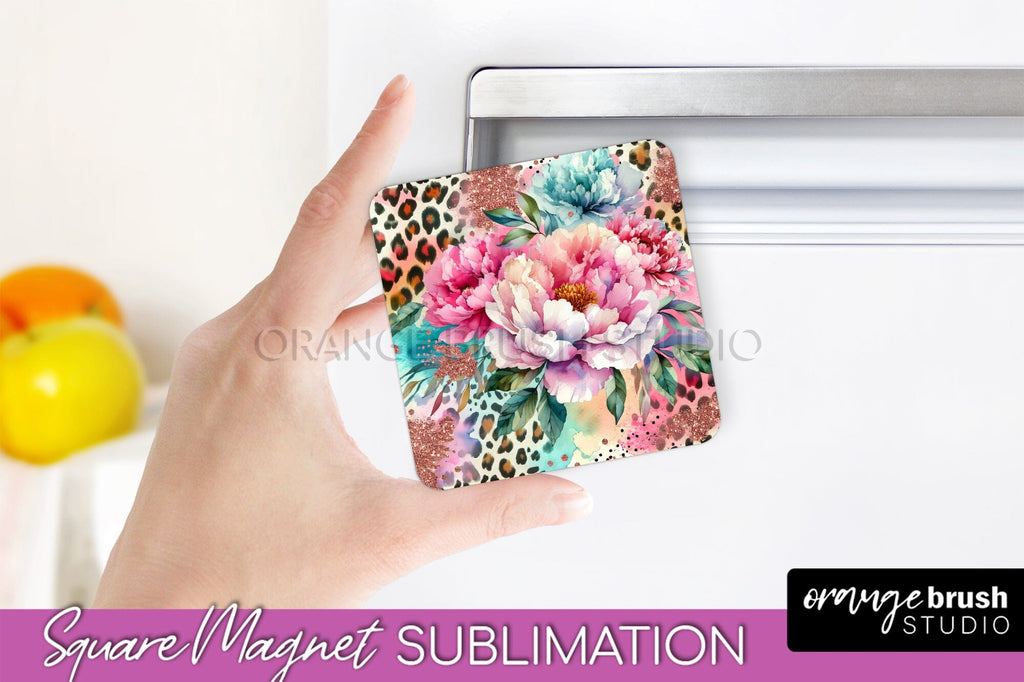 Leopard Print Flower Magnet Sublimation - Floral Magnet PNG - So Fontsy
