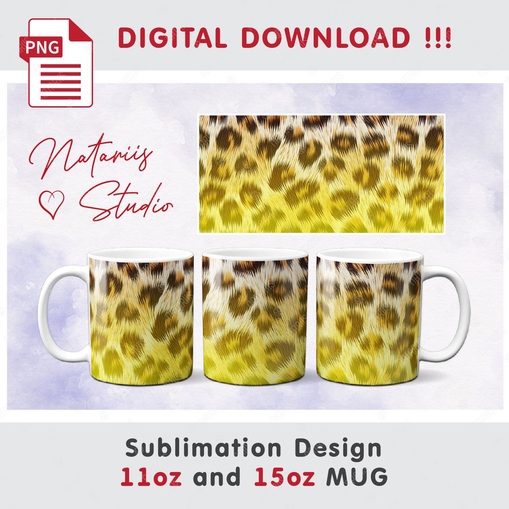 Leopard Print Pattern for 11 oz - 15 oz mugs. - So Fontsy