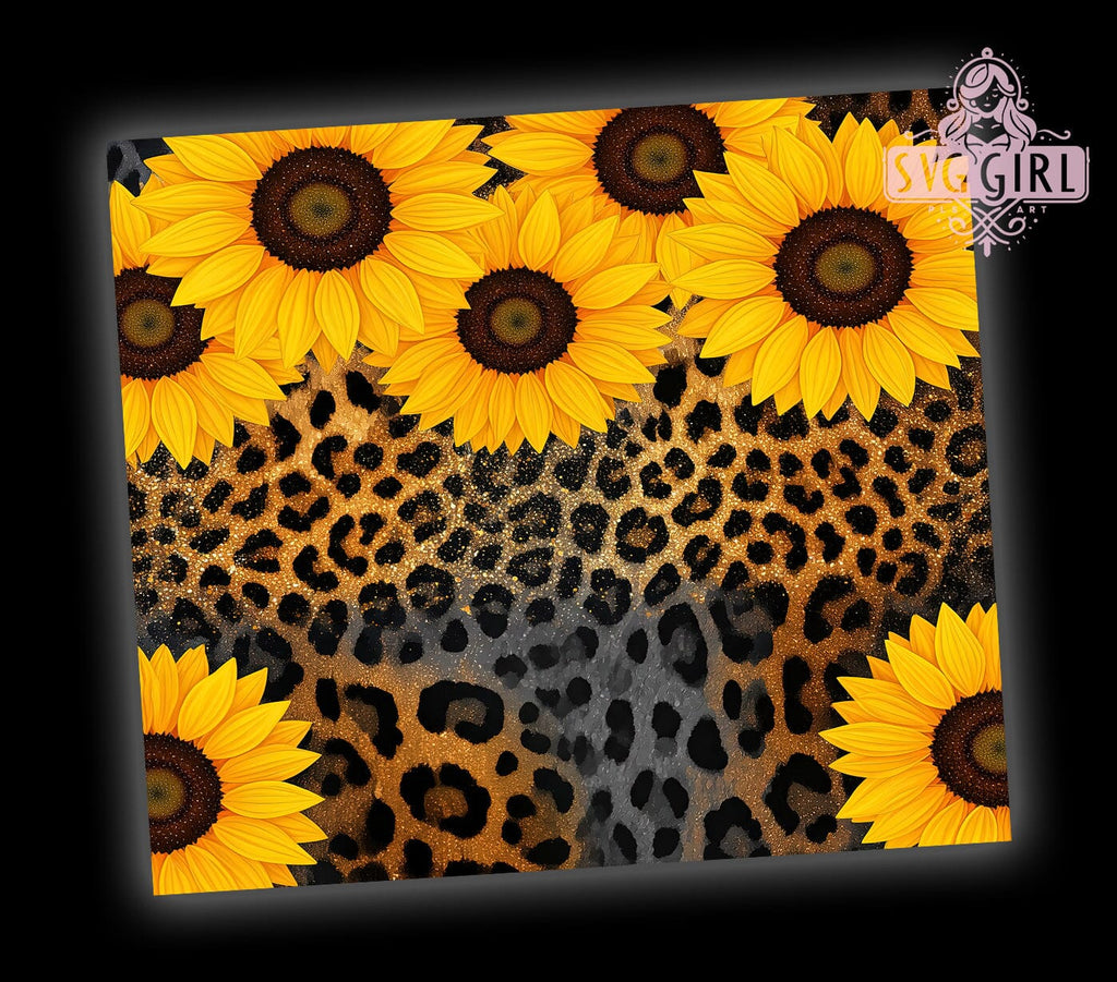 Leopard Print Sunflower Floral Animal Summer Tumbler Wrap, Sunflower ...