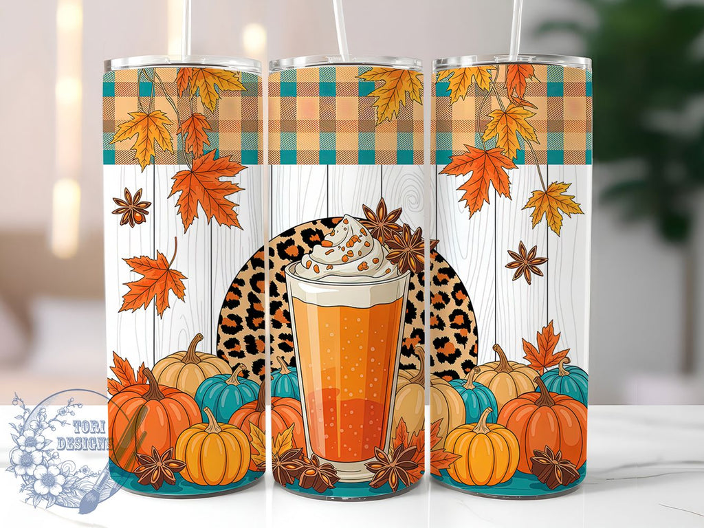 Leopard Pumpkin Spice Tumbler Wrap, Fall Tumbler Wrap, 20oz Skinny ...