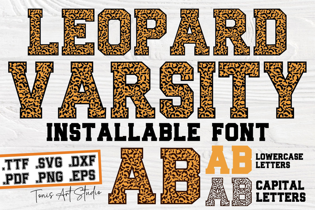 Leopard Varsity Font | Leopard Font SVG TTF | Varsity Letter - So Fontsy