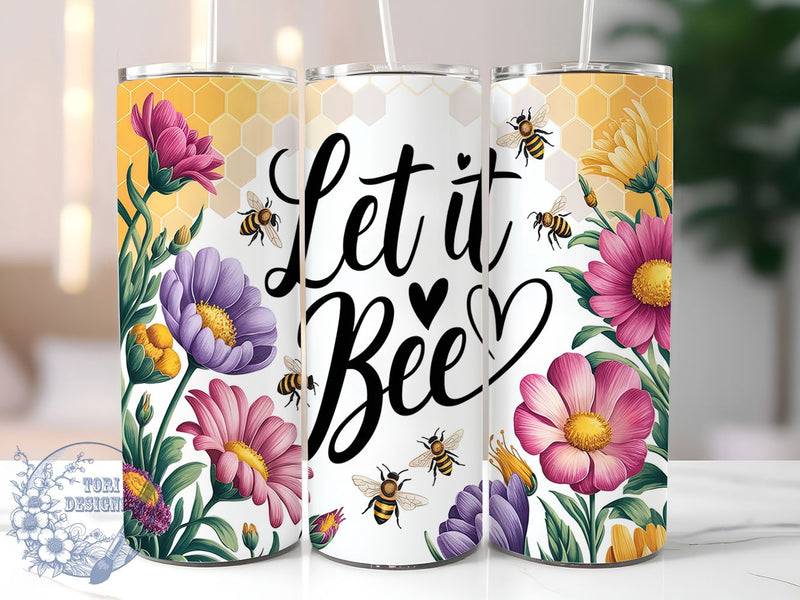 Let It Bee Floral Bumblebee Tumbler, Honey Bee Cup, 20oz Bee Lover Wrap ...