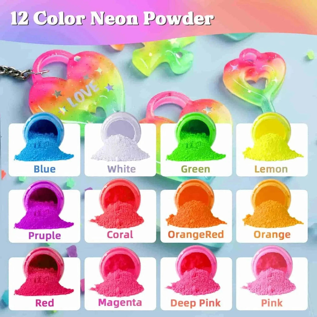 Let's Resin Neon Pigment Powder - 12 Jar Set - So Fontsy