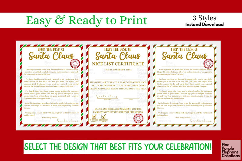 Letter from Santa Claus & Nice List Certificate | Christmas Printable ...