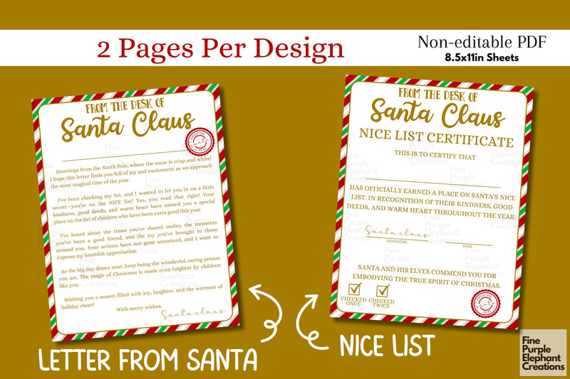 Letter from Santa Claus & Nice List Certificate | Christmas Printable ...