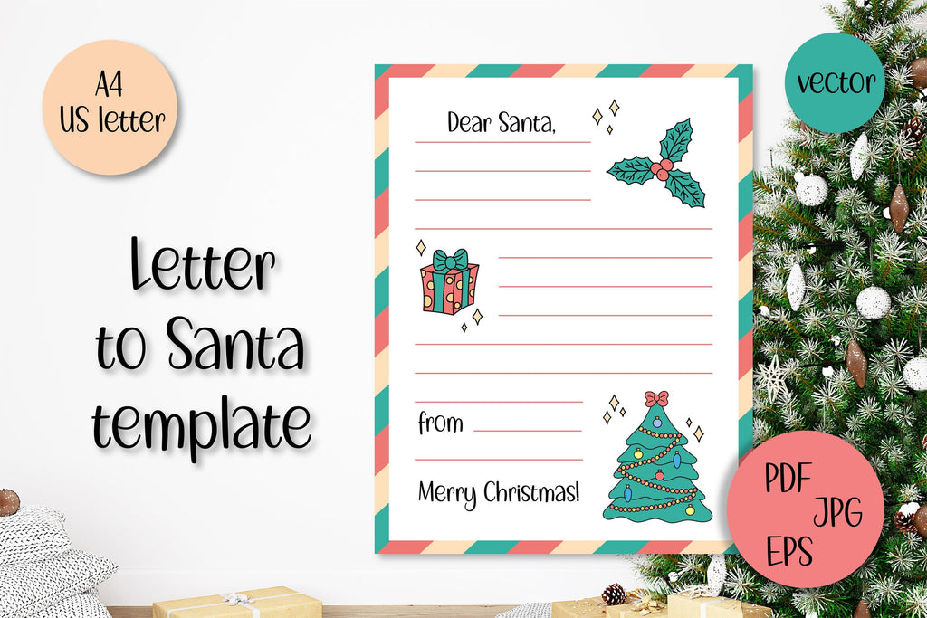 Letter to Santa Print Template | Kids Christmas Wish List - So Fontsy