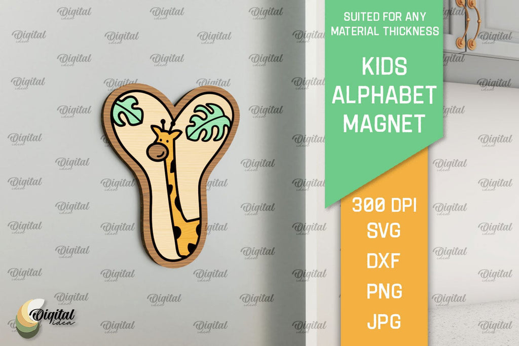 Letter Y. Kids Alphabet Magnet Laser Cut. 3D Letter SVG - So Fontsy