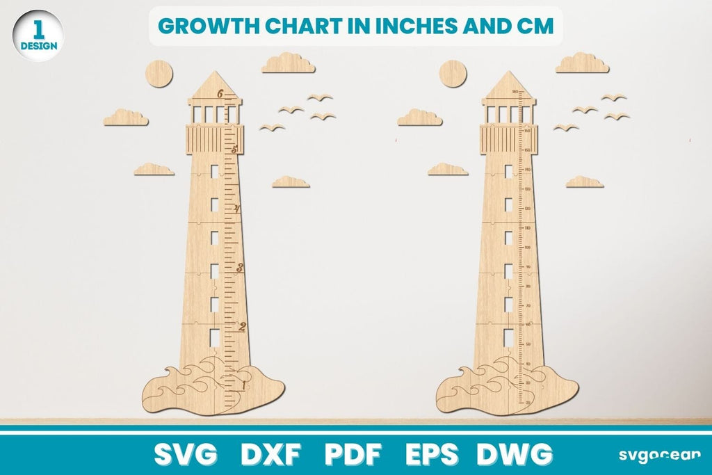 Lighthouse Height Chart Laser Cut - So Fontsy
