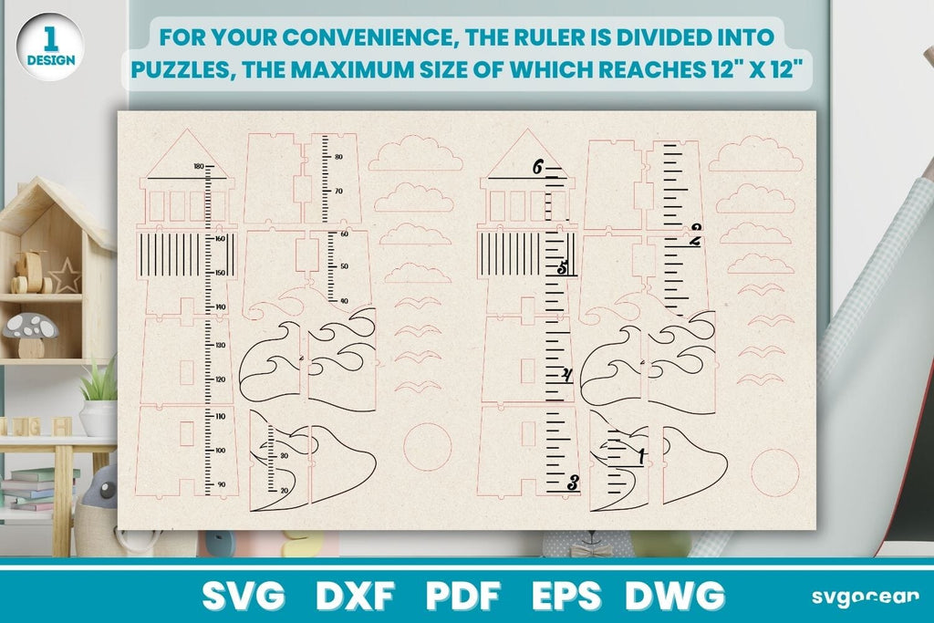 Lighthouse Height Chart Laser Cut - So Fontsy
