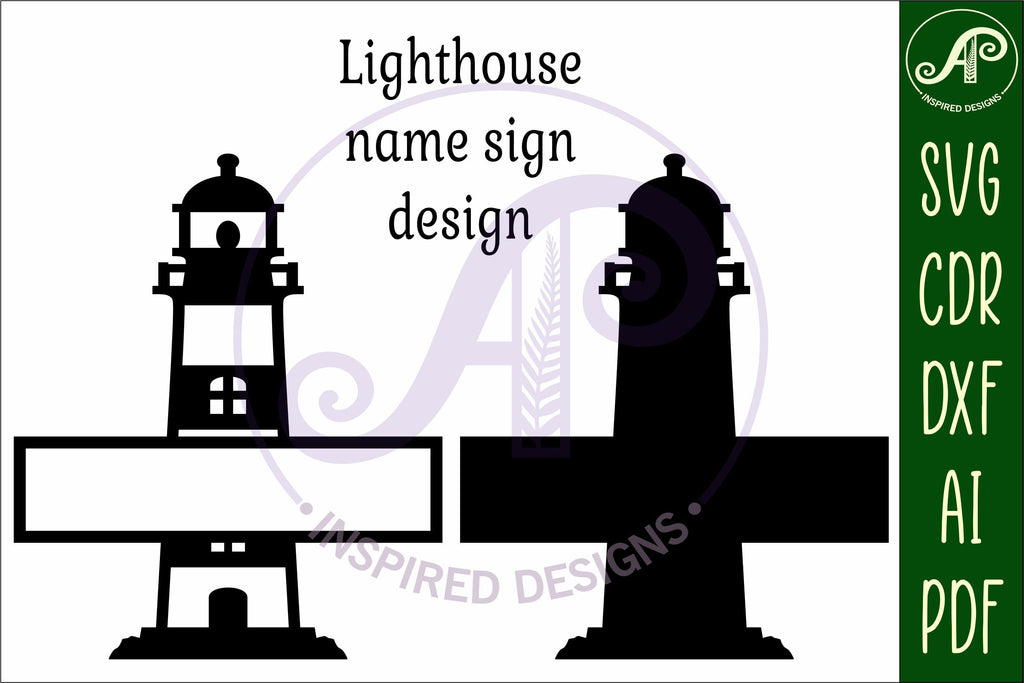 Lighthouse two layer name sign svg laser cut file - So Fontsy