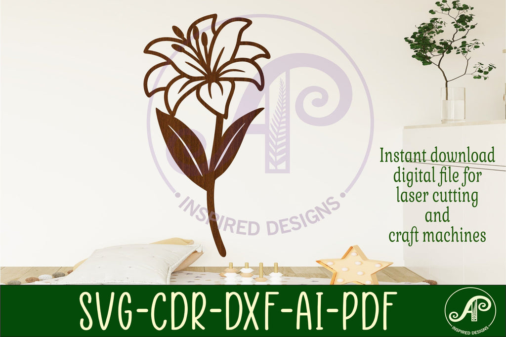 Lily flower wall sign SVG laser cut file - So Fontsy