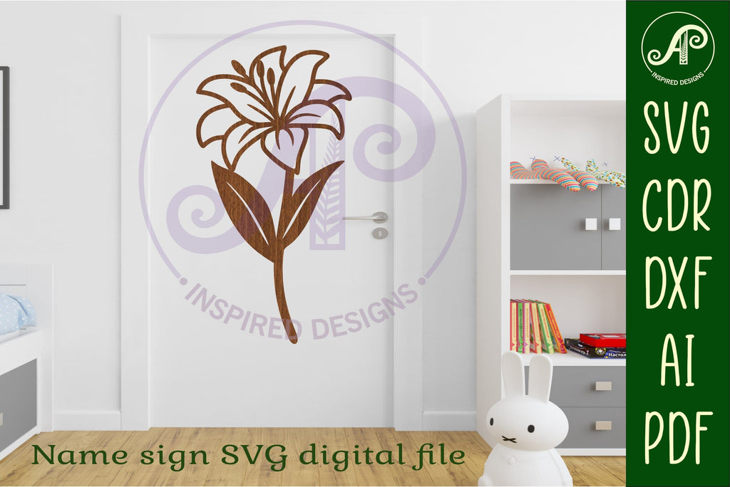 Lily flower wall sign SVG laser cut file - So Fontsy