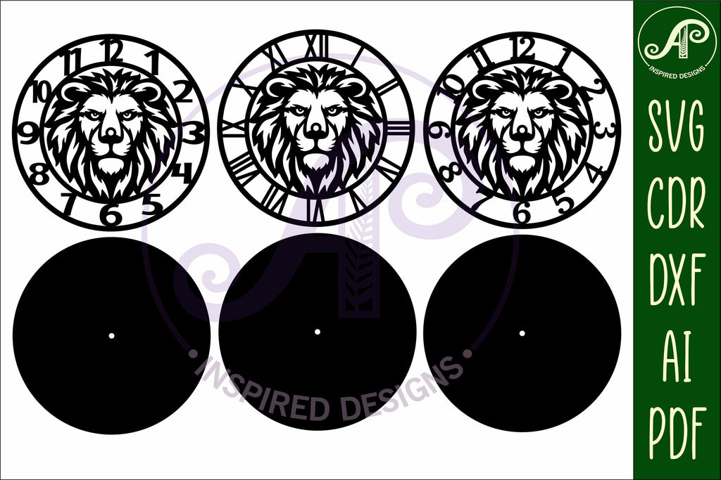 Lion face wall clock laser cut files - So Fontsy