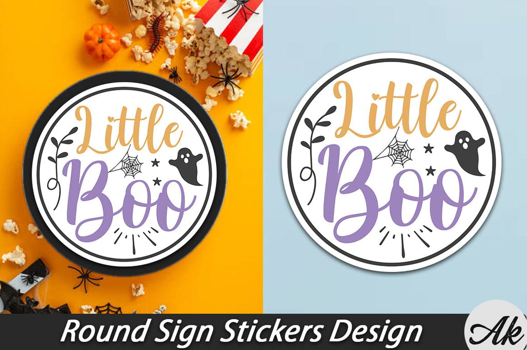 Little Boo Round Sign Stickers Design - So Fontsy