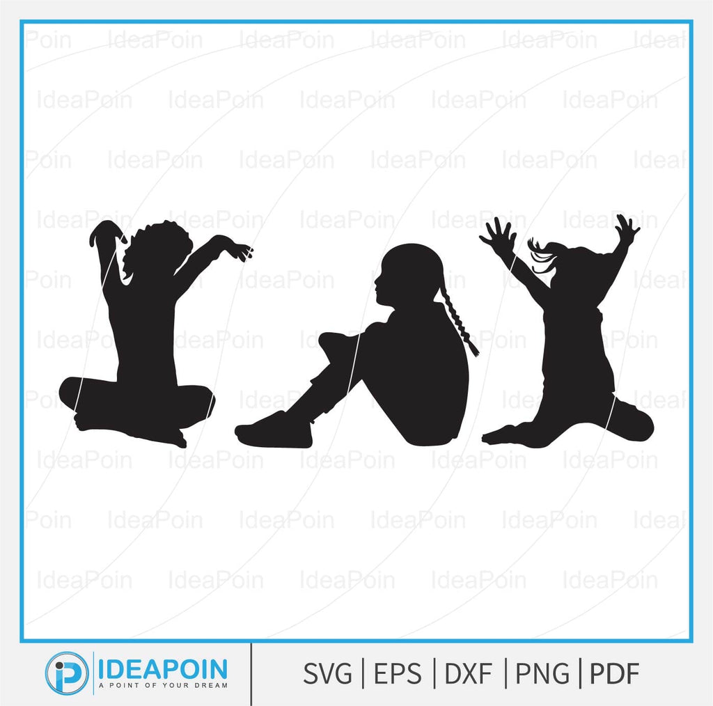 Little Girl Svg, Little Girl Silhouette, Child Girl Svg, Kids Svg, Girl ...