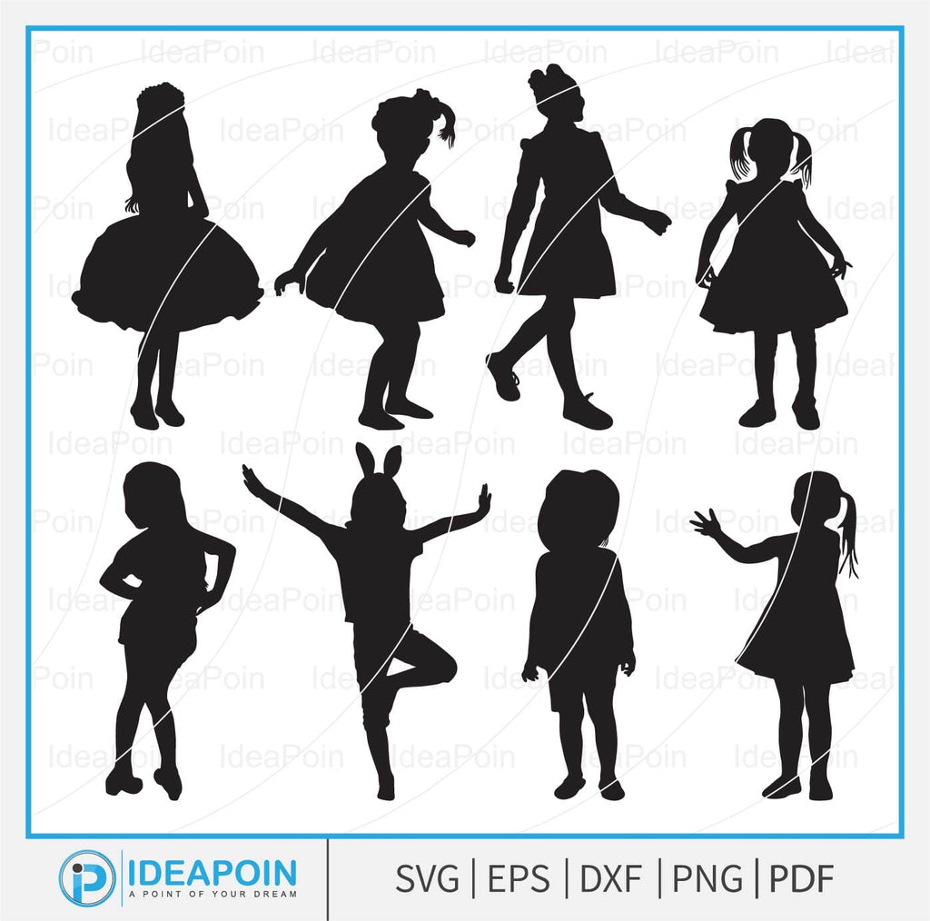 Little Girl Svg, Little Girl Silhouette, Child Girl Svg, Kids Svg, Girl ...