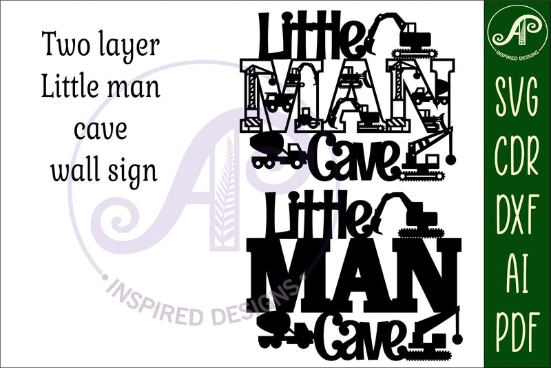 Little man cave construction sign svg laser cut file - So Fontsy