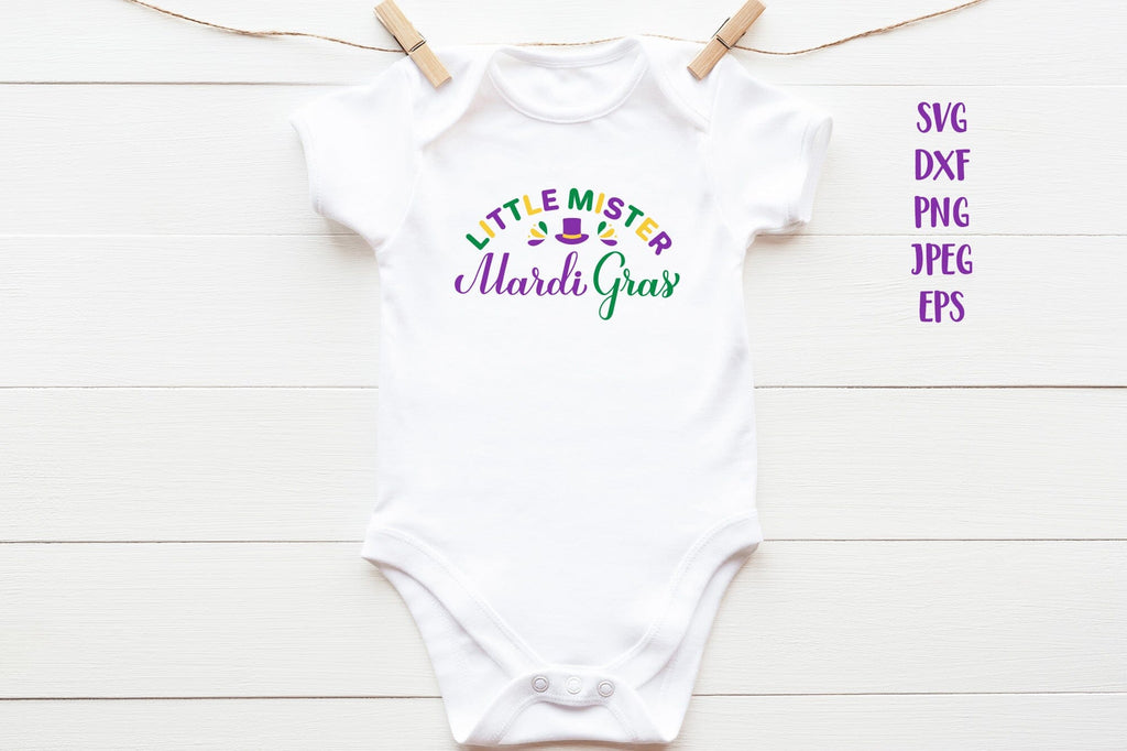 Little Mister Mardi Gras. Kids Fat Tuesday carnival design - So Fontsy