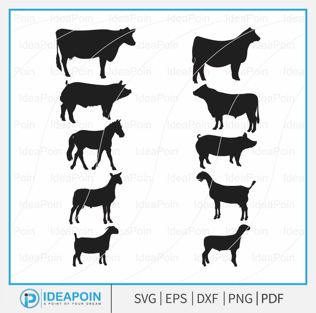 Livestock Animals, Animal Silhouettes, clipart, SVG, PNG Vectors, Farm ...