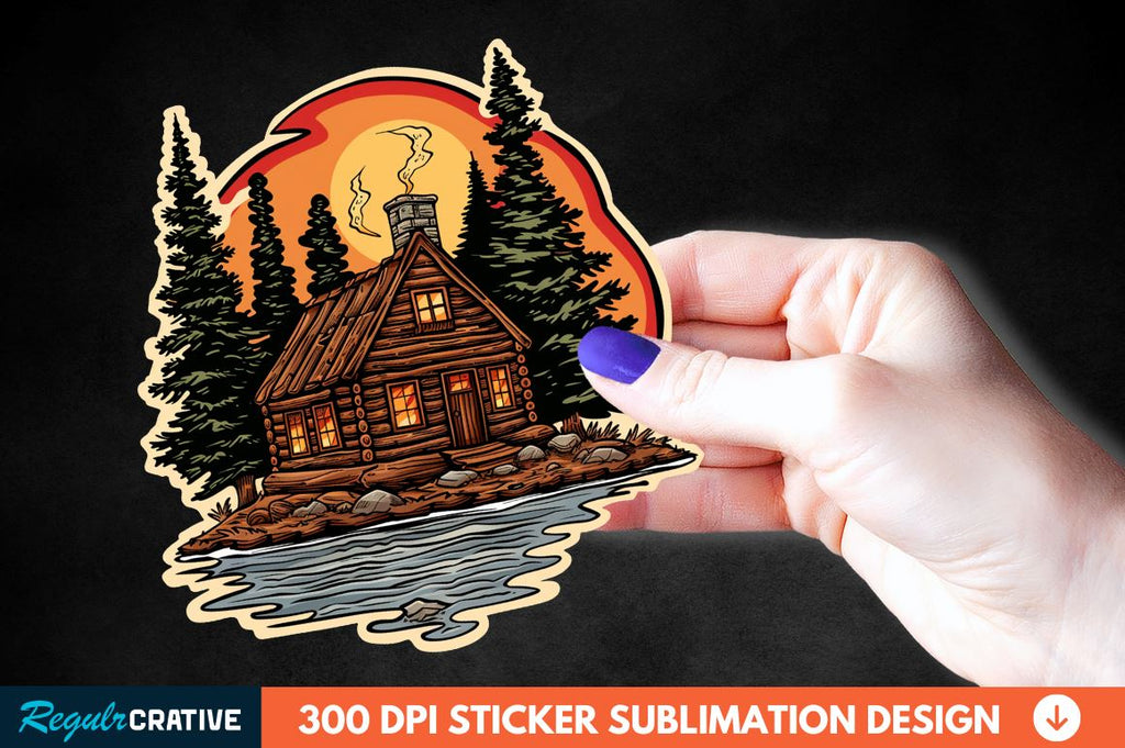 Log Cabin Sticker Clipart - So Fontsy