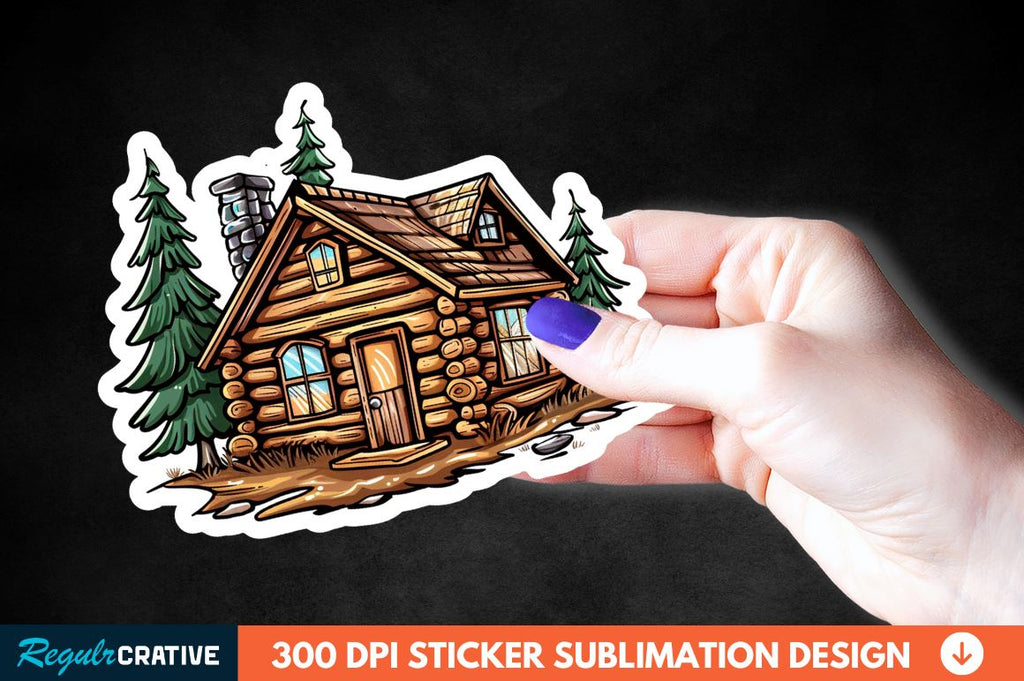 Log Cabin Sticker Clipart - So Fontsy