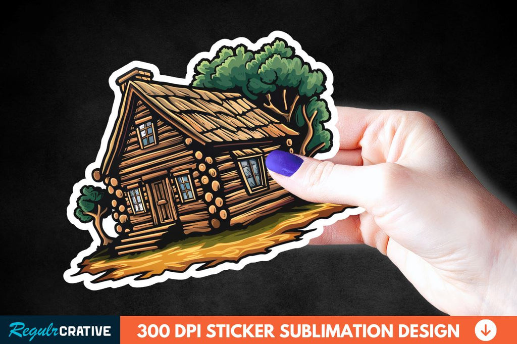 Log Cabin Sticker Clipart - So Fontsy