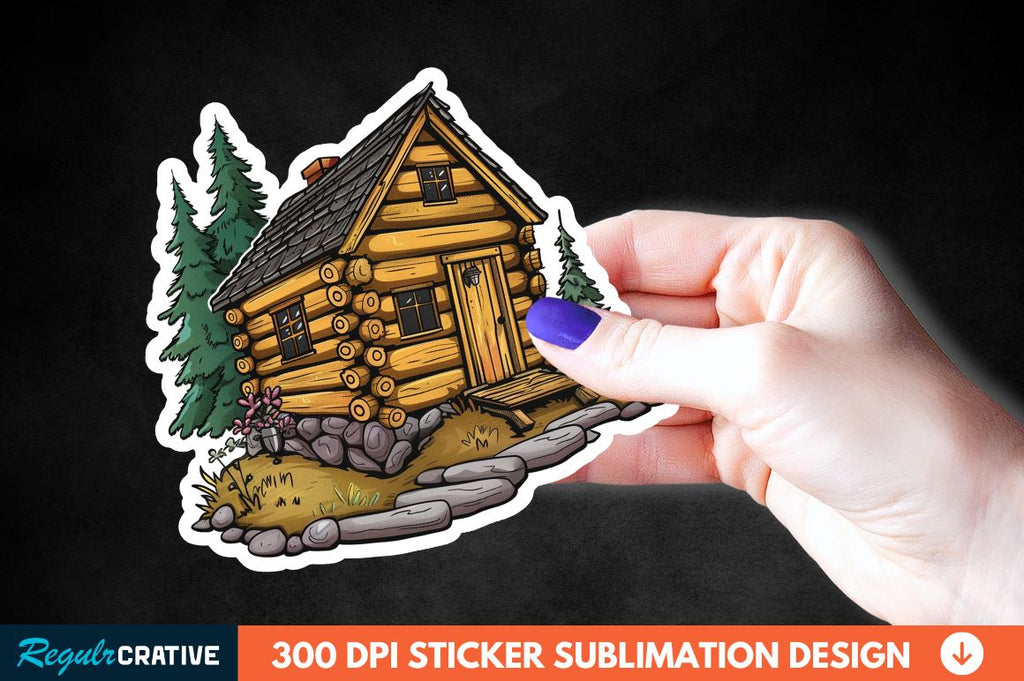 Log Cabin Sticker Clipart - So Fontsy