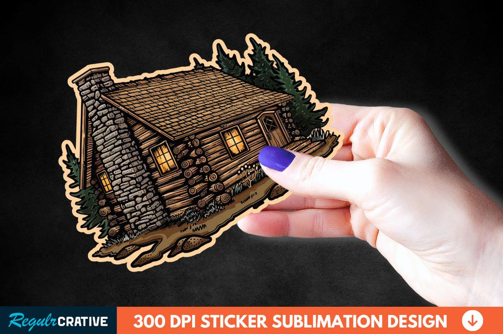 Log Cabin Sticker Clipart - So Fontsy