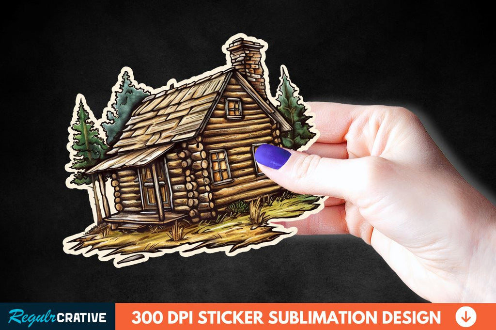 Log Cabin Sticker Clipart - So Fontsy