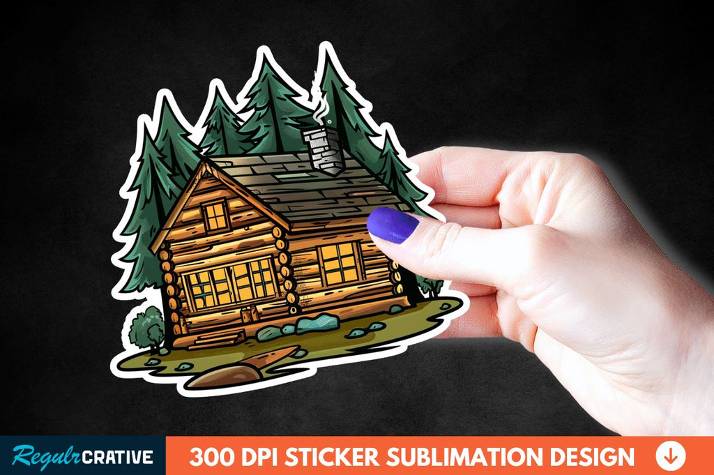 Log Cabin Sticker Clipart - So Fontsy