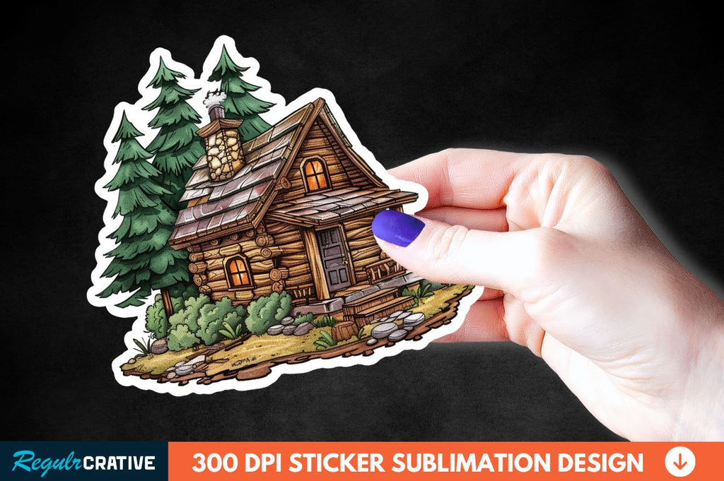 Log Cabin Sticker Clipart - So Fontsy