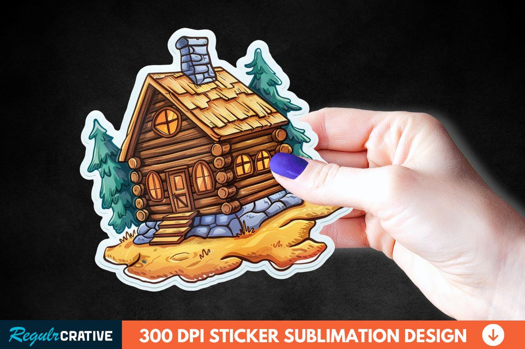 Log Cabin Sticker Clipart - So Fontsy