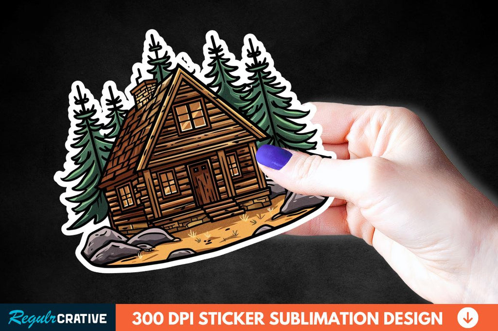 Log Cabin Sticker Clipart - So Fontsy