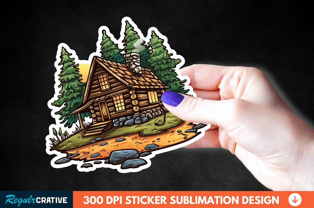 Log Cabin Sticker Clipart - So Fontsy