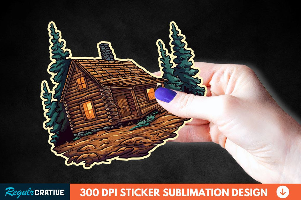 Log Cabin Sticker Clipart - So Fontsy
