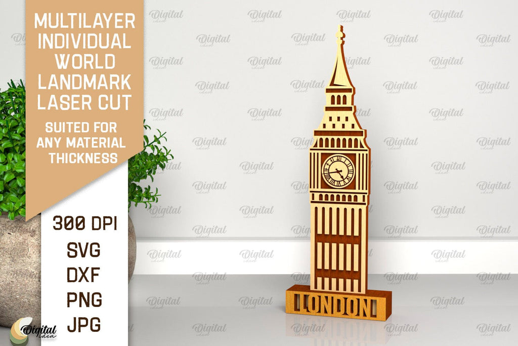 London Landmark Laser Cut. Multilayer Decor SVG - So Fontsy