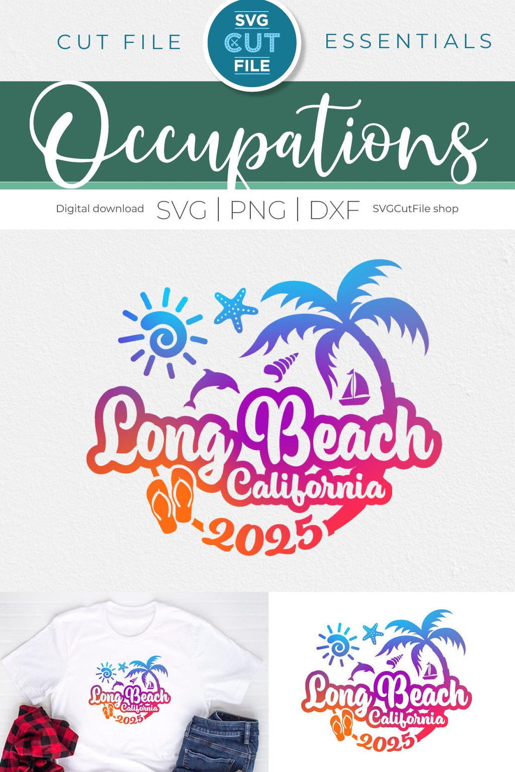 Long Beach svg with 2025 for a Family Weekend or Vacation - So Fontsy