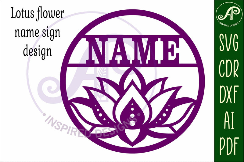Lotus flower name sign design for laser cutting - So Fontsy