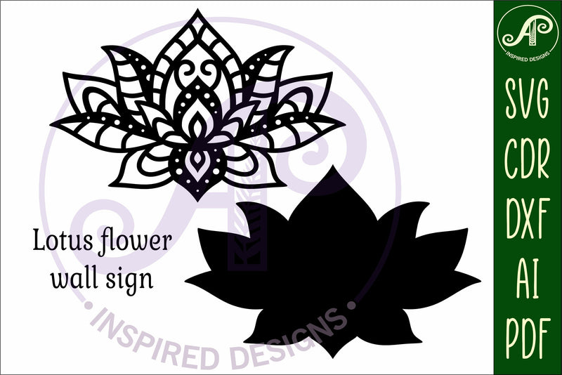 Lotus flower two layer wall sign svg laser cut file - So Fontsy