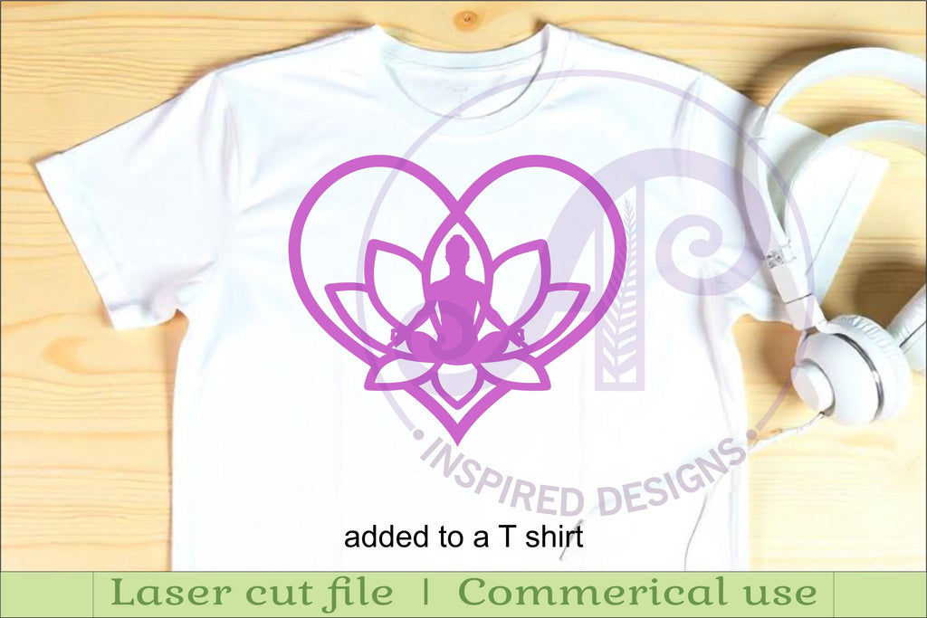 Lotus flower Yoga heart wall sign, laser cut - So Fontsy