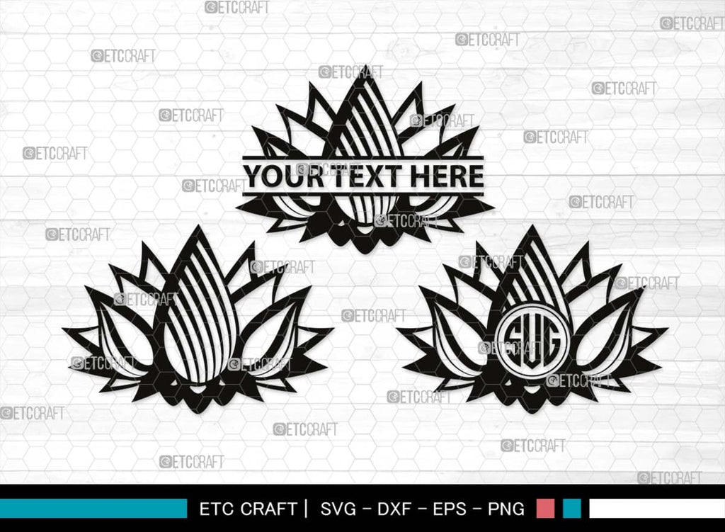 Lotus Monogram, Lotus Silhouette, Lotus SVG, Flower Svg, Water Lily Svg ...