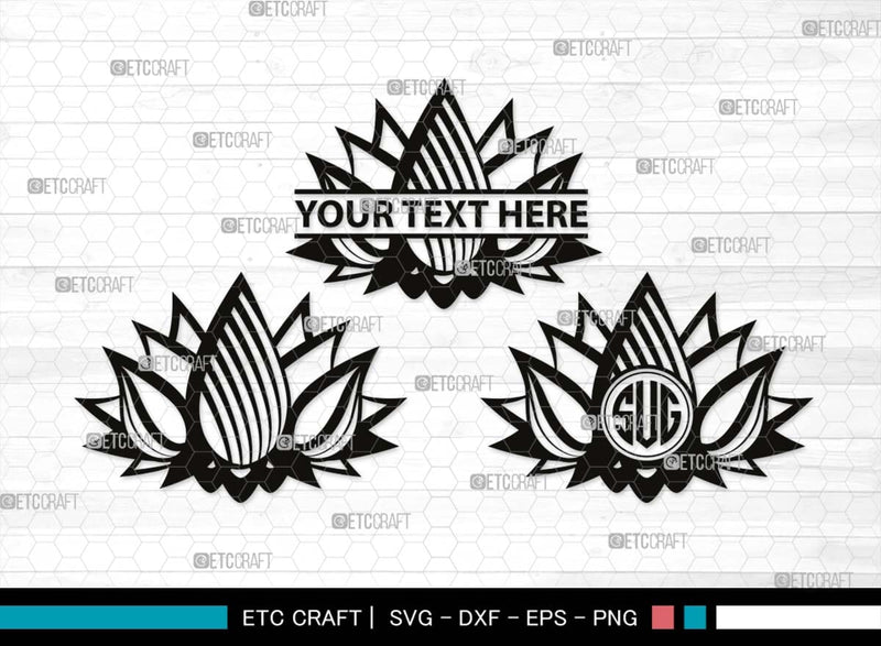 Lotus Monogram, Lotus Silhouette, Lotus SVG, Flower Svg, Water Lily Svg ...