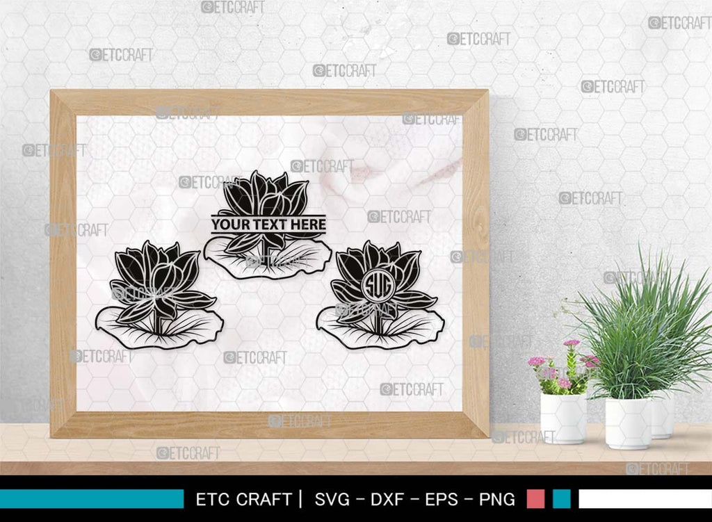 Lotus Monogram, Lotus Silhouette, Lotus SVG, Flower Svg, Water Lily Svg ...