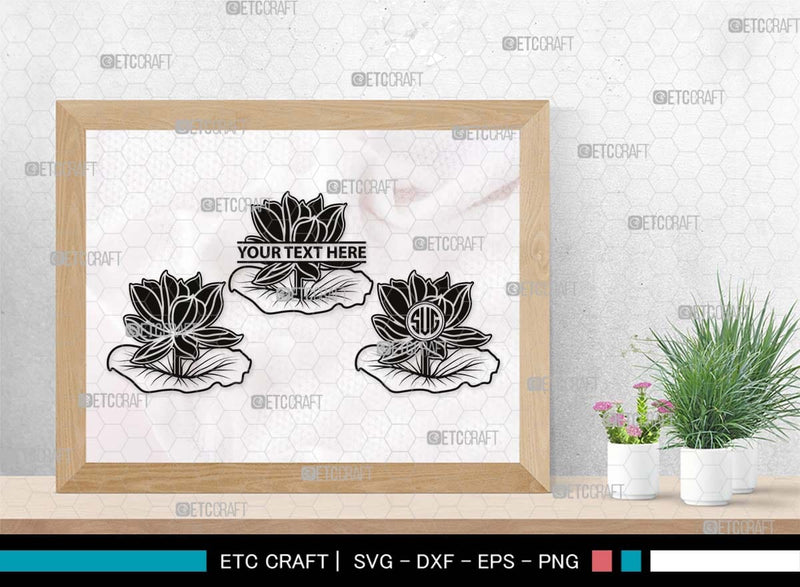 Lotus Monogram, Lotus Silhouette, Lotus SVG, Flower Svg, Water Lily Svg ...