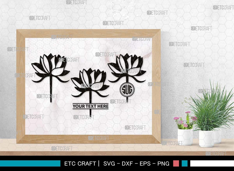 Lotus Monogram, Lotus Silhouette, Lotus SVG, Flower Svg, Water Lily Svg ...