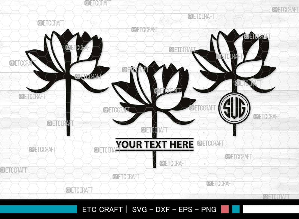 Lotus Monogram, Lotus Silhouette, Lotus SVG, Flower Svg, Water Lily Svg ...