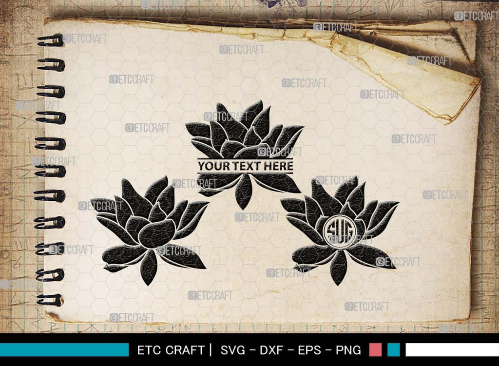 Lotus Monogram, Lotus Silhouette, Lotus SVG, Flower Svg, Water Lily Svg ...