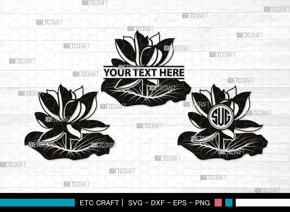 Lotus Monogram, Lotus Silhouette, Lotus SVG, Flower Svg, Water Lily Svg ...