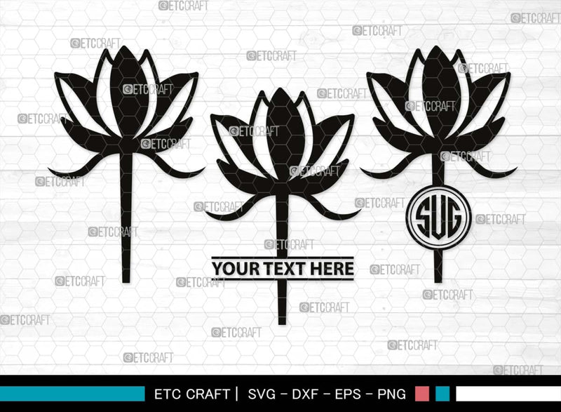Lotus Monogram, Lotus Silhouette, Lotus SVG, Flower Svg, Water Lily Svg ...