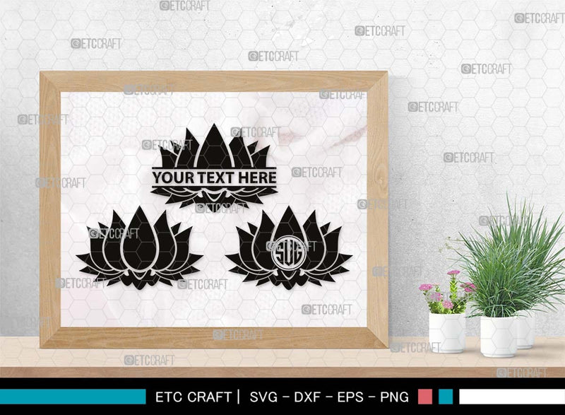 Lotus Monogram, Lotus Silhouette, Lotus SVG, Flower Svg, Water Lily Sv ...
